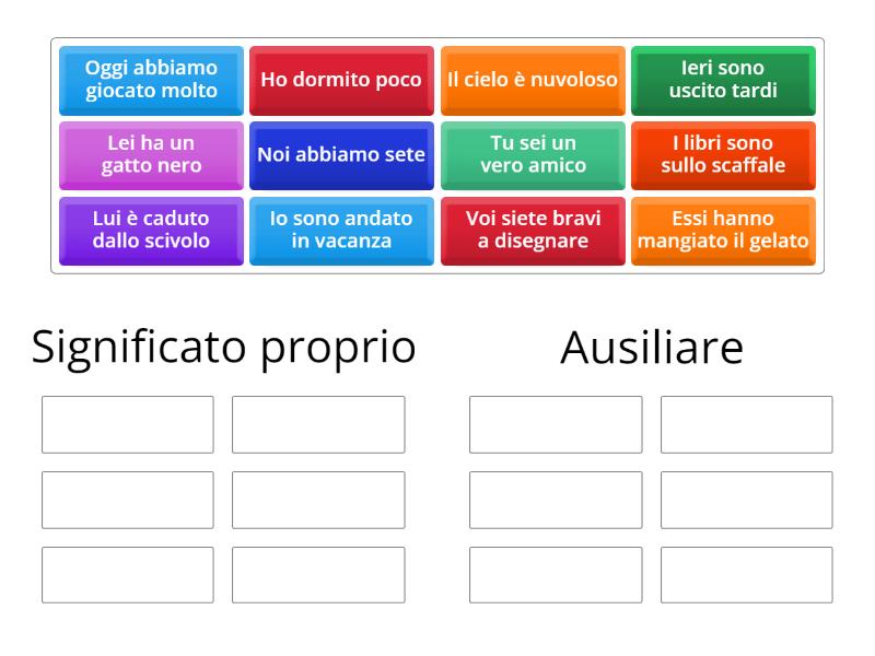 ESSERE e AVERE : significato proprio o ausiliare? - Group sort