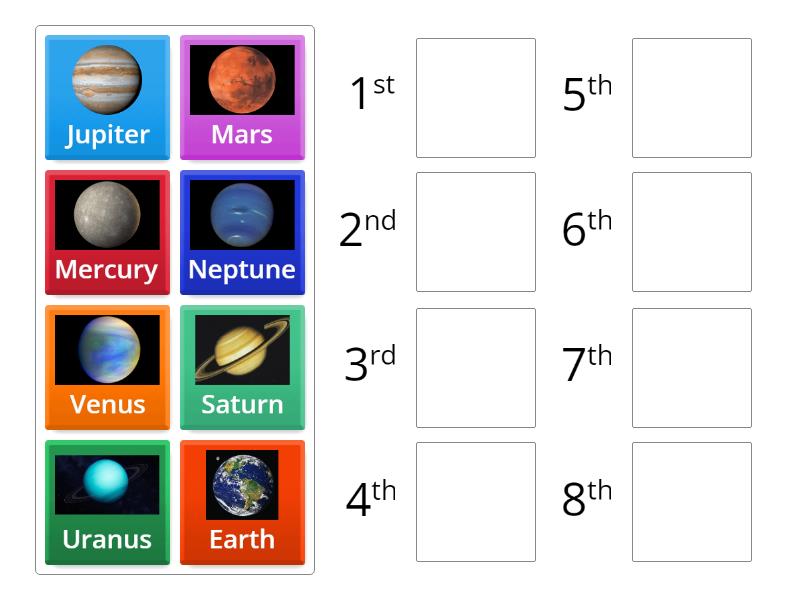 Order the planets - Rank order