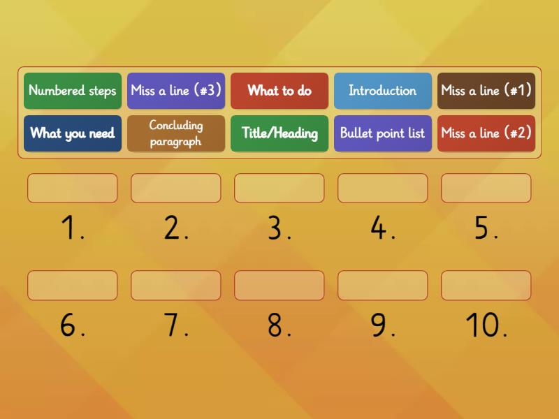 Instructions sorting activity - Une las parejas