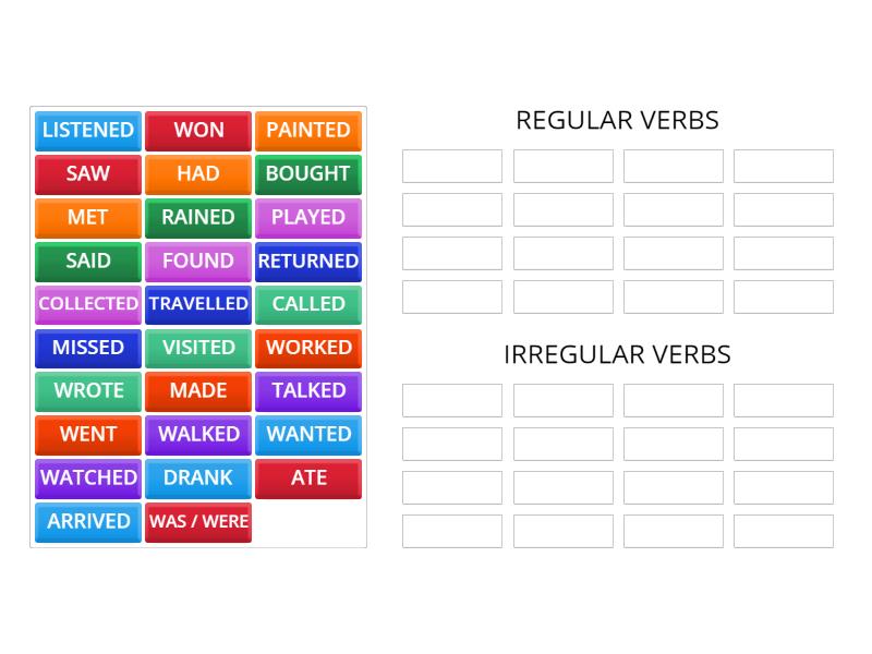 VERBOS REGULARES / IRREGULARES - Group sort