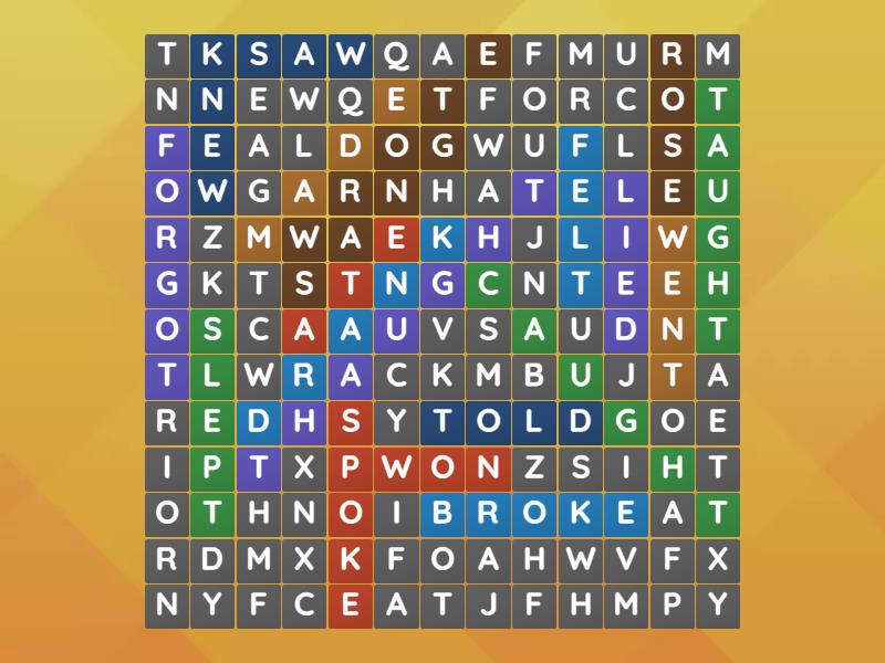 Past simple verb forms - Wordsearch