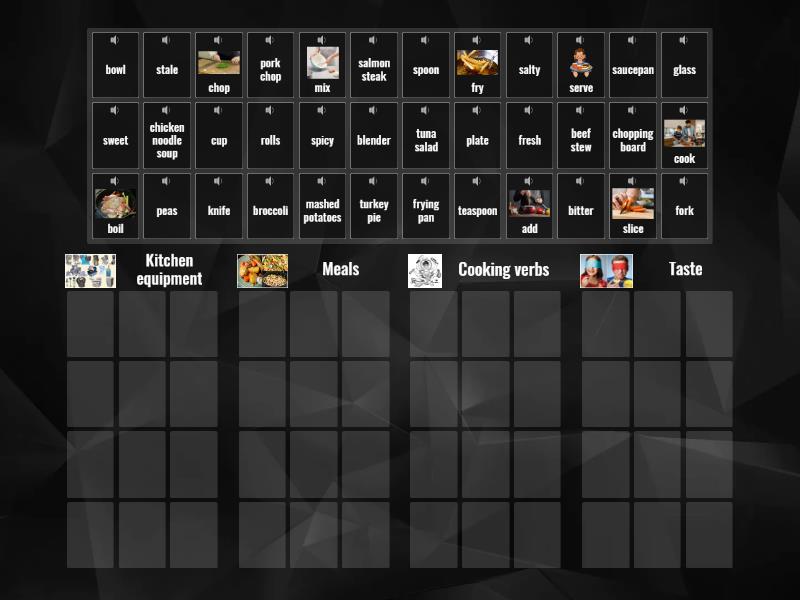 Brainy 6 U5 food and cooking - Group sort