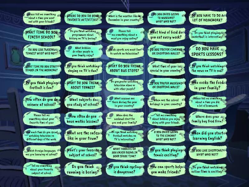 Spooky - KET Speaking Exam Practice Questions - Flip tiles
