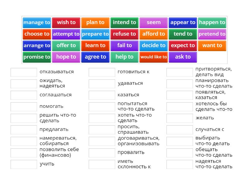 B1 Verb Patterns - Match up