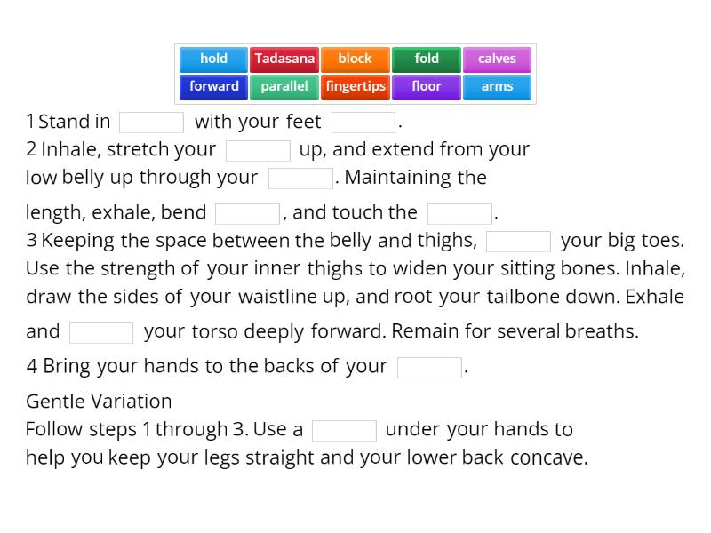 Standing Forward Bend (text 1) - Complete the sentence