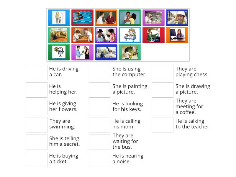 action verbs - Une las parejas