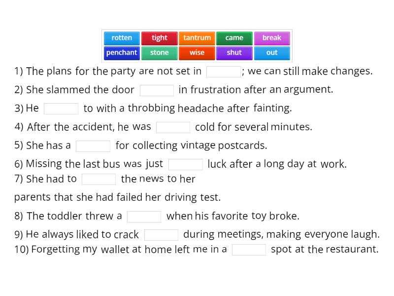 Part 1 - Chapters 1-3 (Missing word) - Complete the sentence