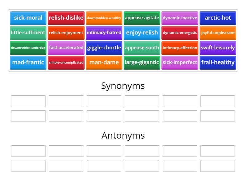 Synonyms and Antonyms - Group sort