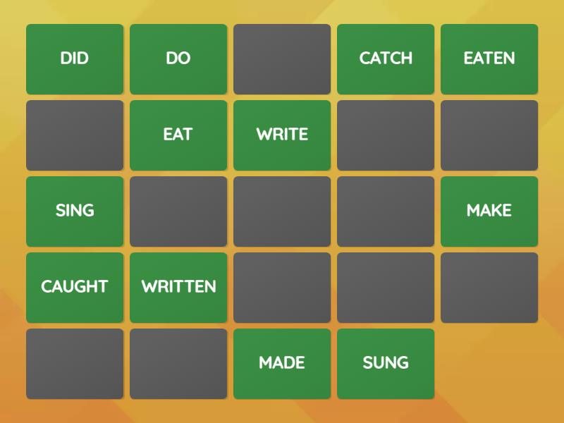 PAST PARTICIPLE - IRREGULAR VERBS - Matching pairs