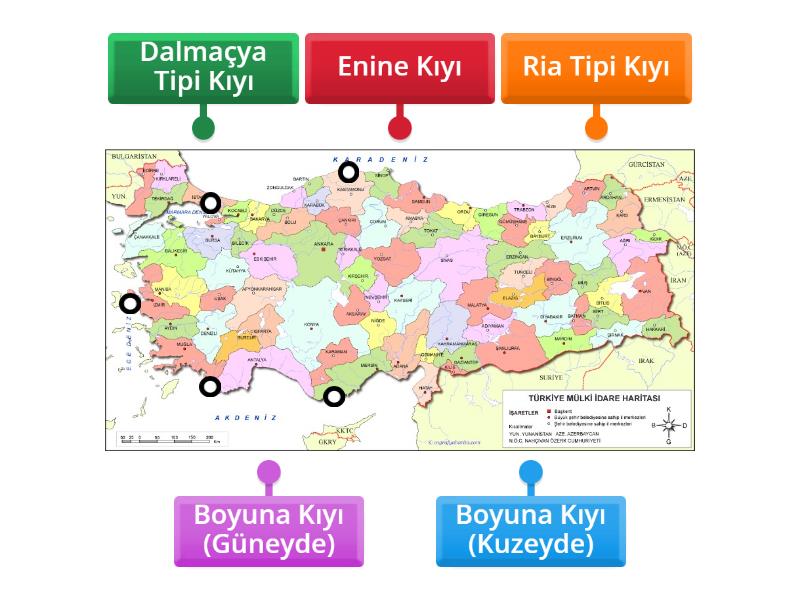 Türkiye Kıyı Tipleri - Labelled diagram