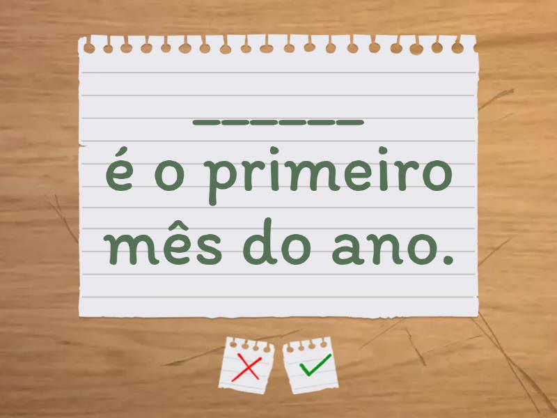 Frases com meses do ano - Flash cards