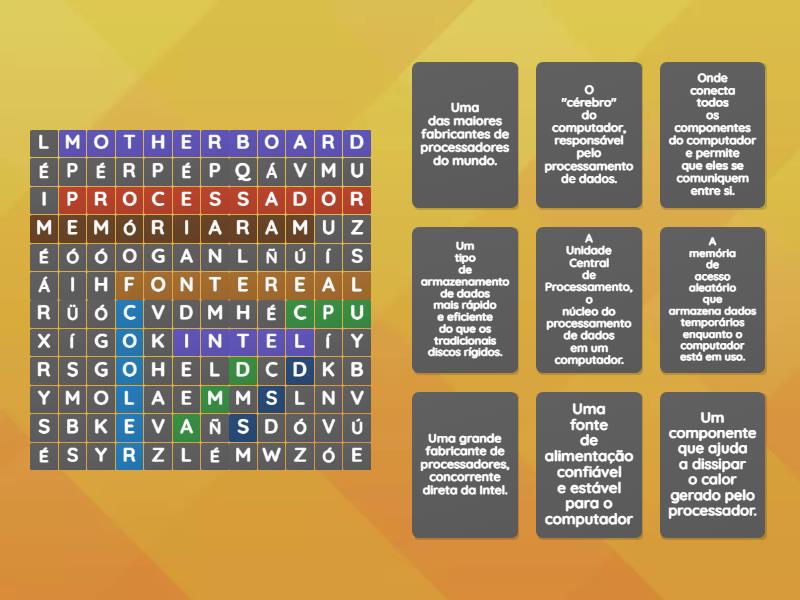 Componentes do computador - Wordsearch