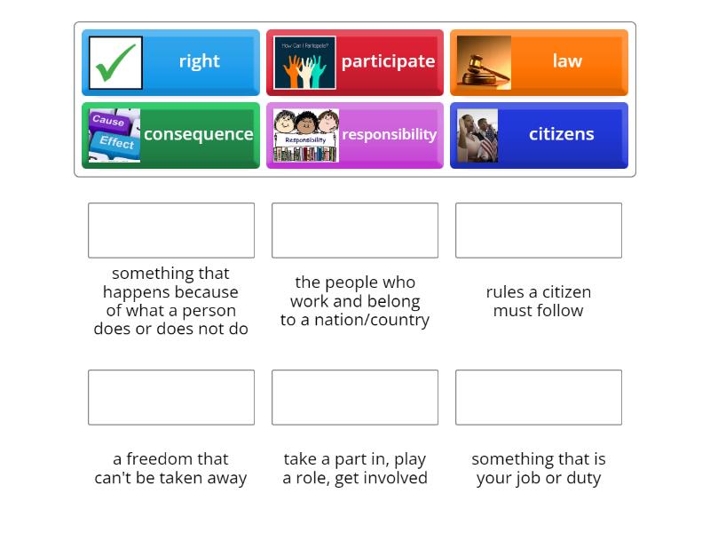 Citizenship Vocabulary - Match up