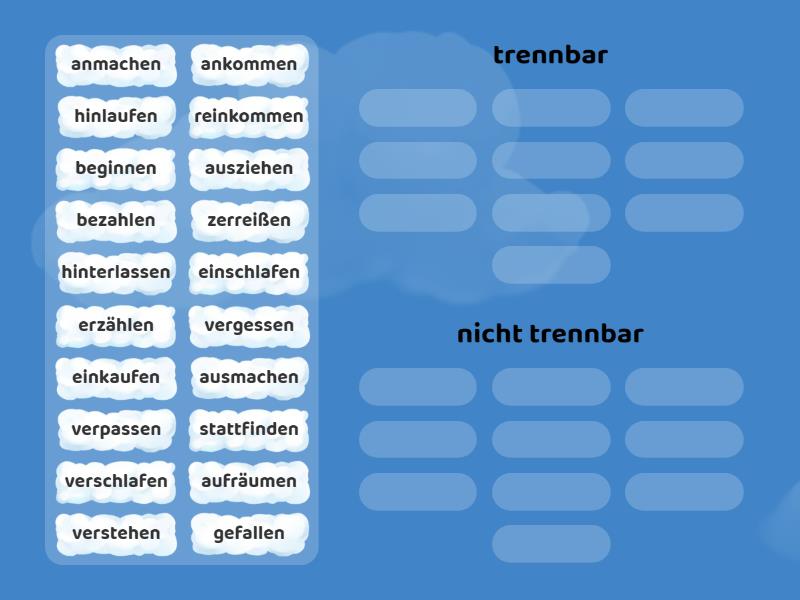 trennbare und nicht trennbare Verben zu B1 Plus - Group sort