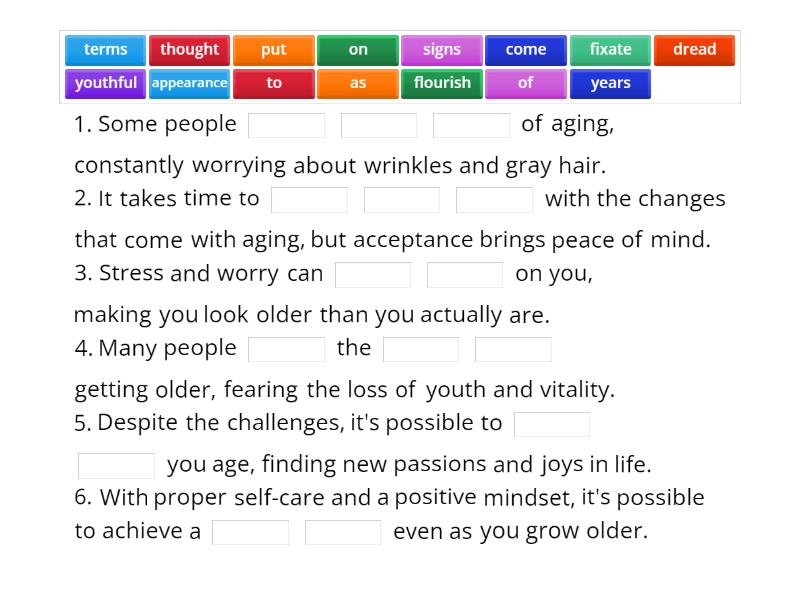 Subjective age (gaps) - Complete the sentence