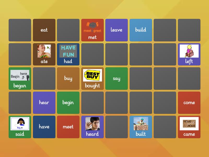 Irregular verbs - 2nd forms (memory game) round 2 - Matching pairs