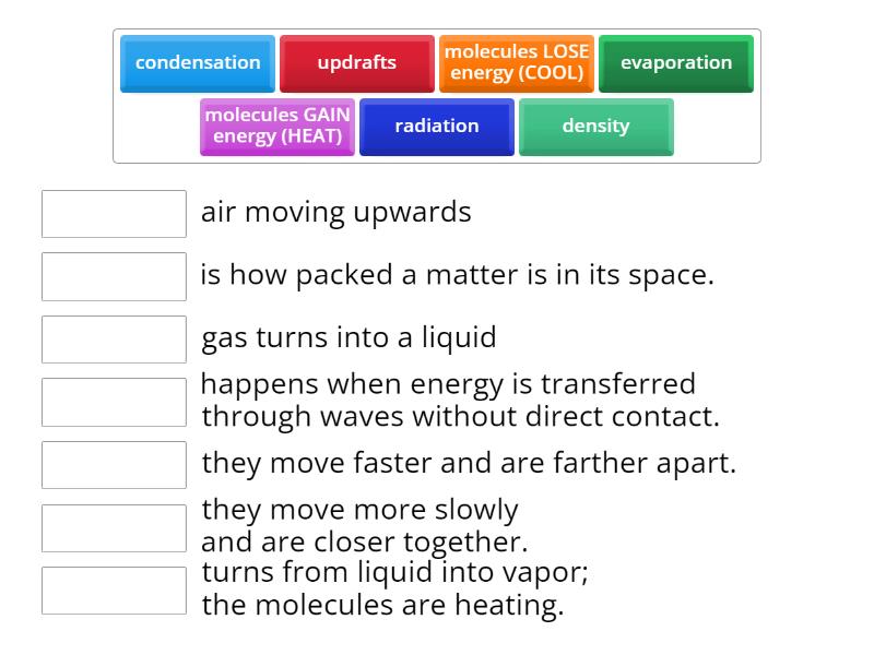 Science- practice for mid unit quiz- weather - Match up
