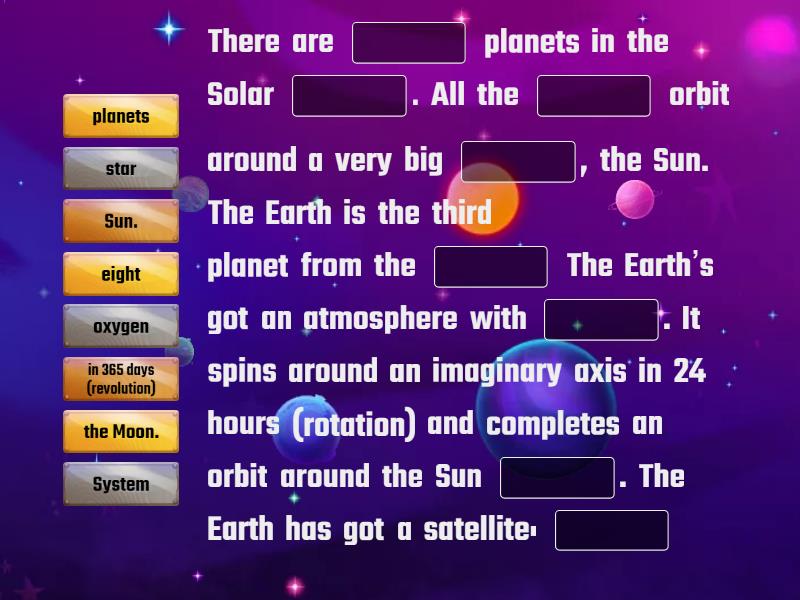the solar system tx - Complete the sentence