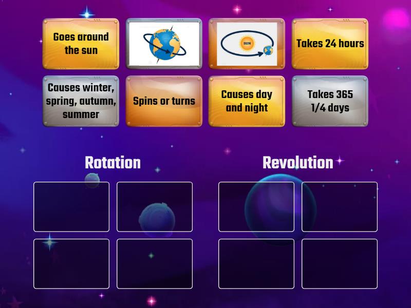 Rotation vs Revolution - Ordenar por grupo