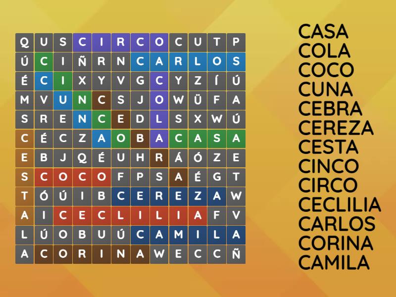 PALABRAS CON Cc - Wordsearch