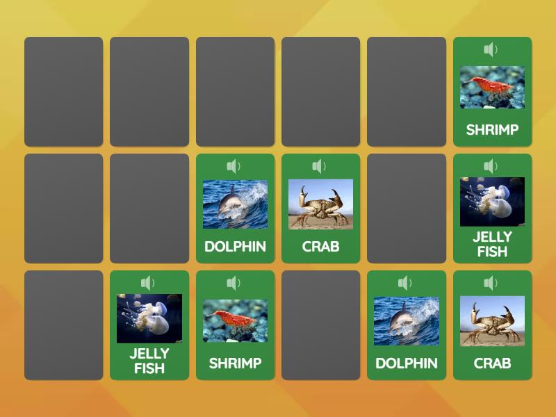 OCEAN ANIMALS MEMORY GAME - Matching pairs