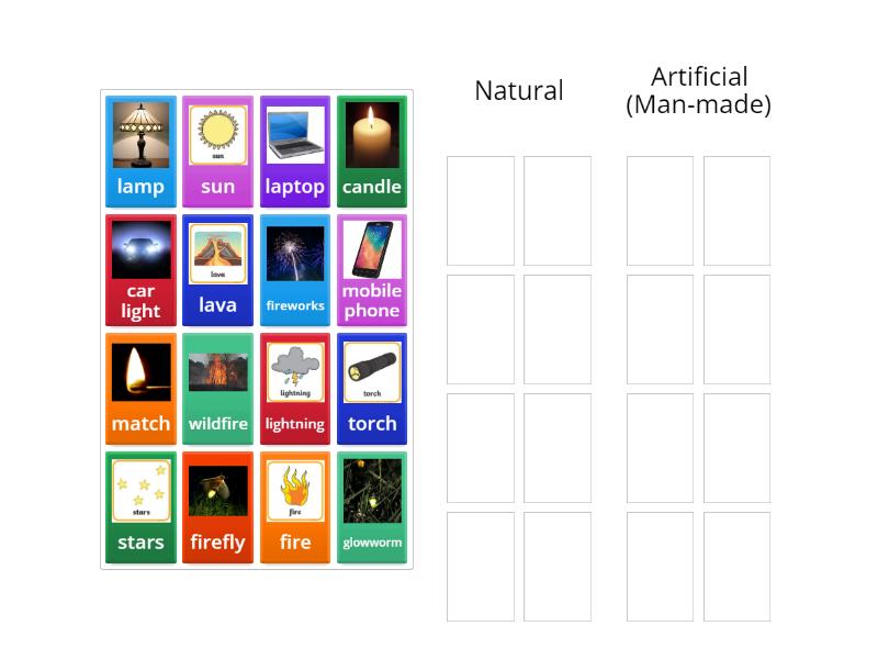 Light Sources - Artificial or Natural? - Group sort