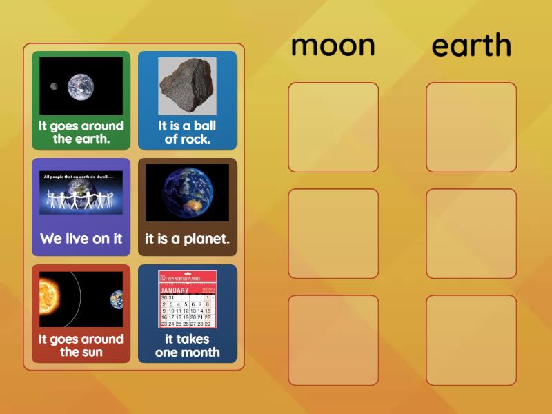 classify moon and earth 5-2 - Group sort