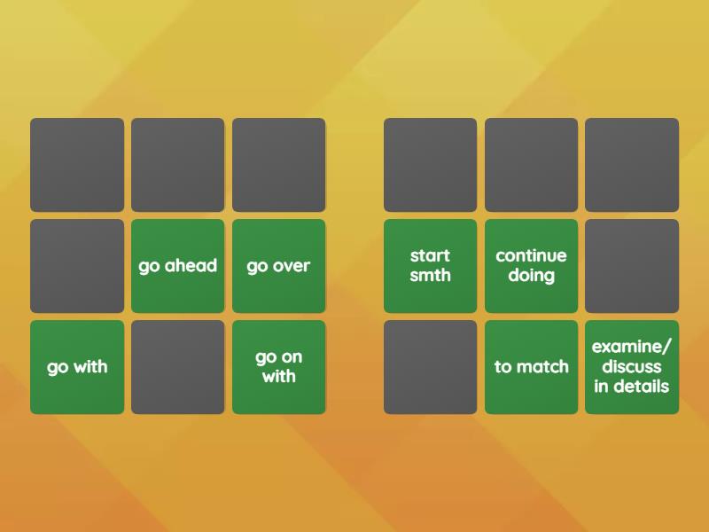 Phrasal Verb GO - Matching pairs