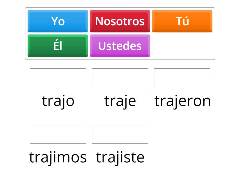 Verbo traer tiempo presente - Une las parejas