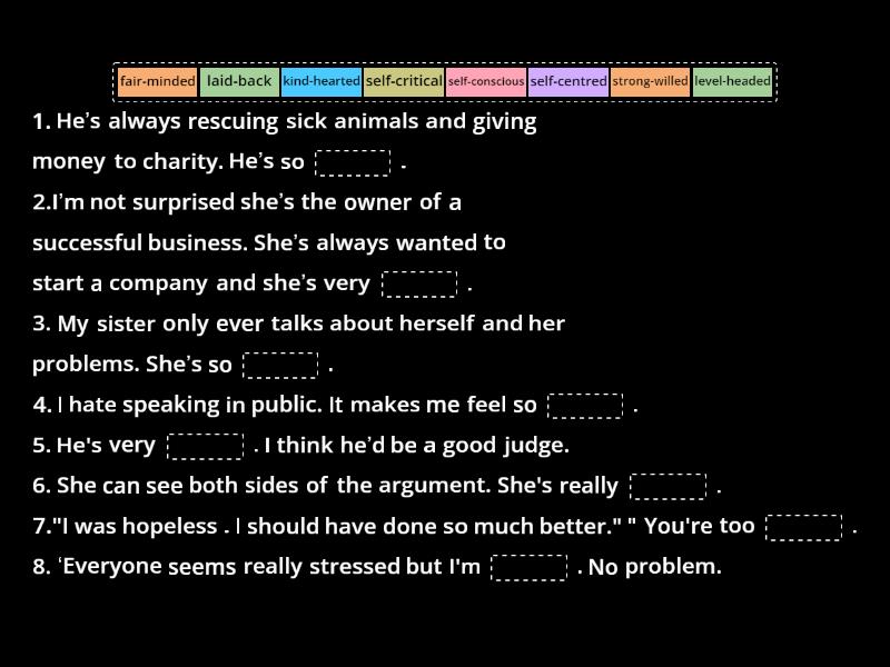 Focus 4 Unit 2 Compound Adjectives - Completar la frase