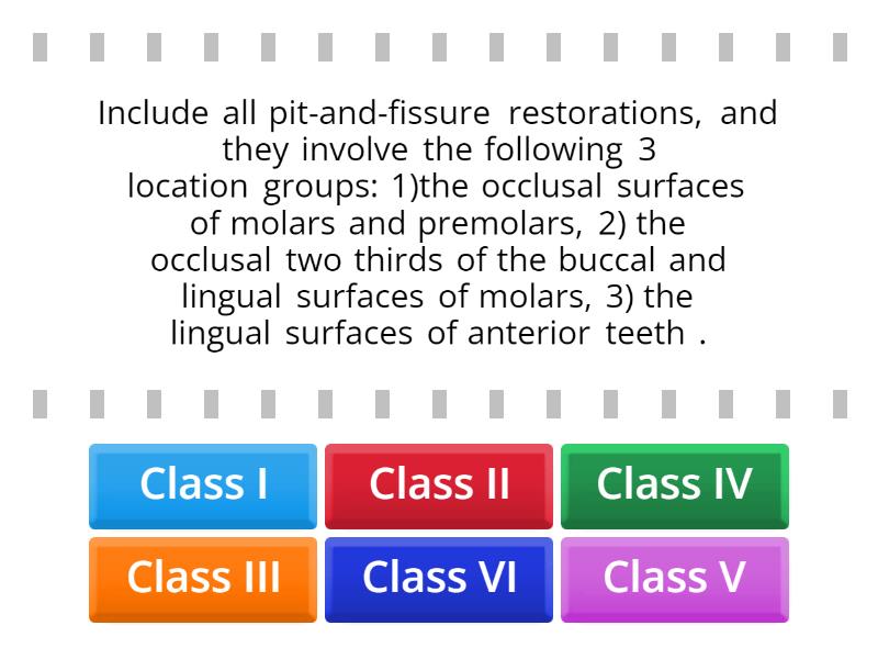Classification of dental caries - Find the match