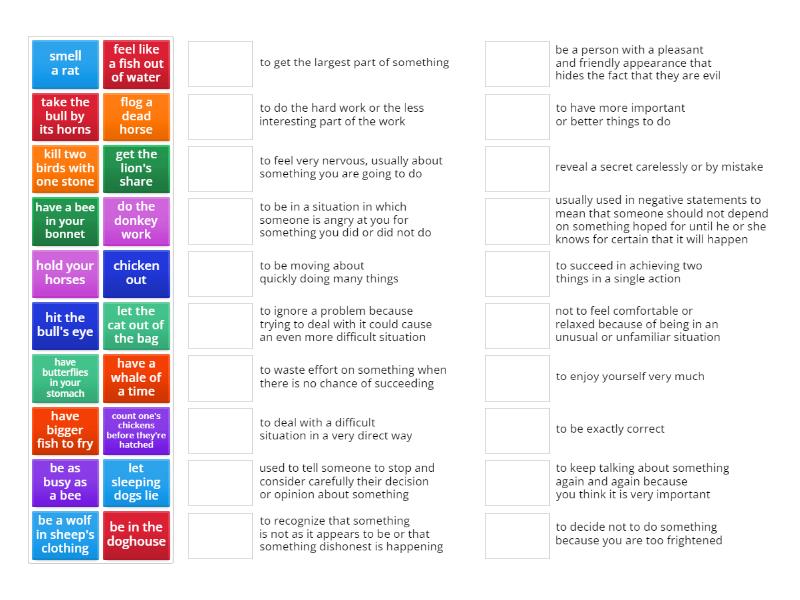 Animal idioms - Match up