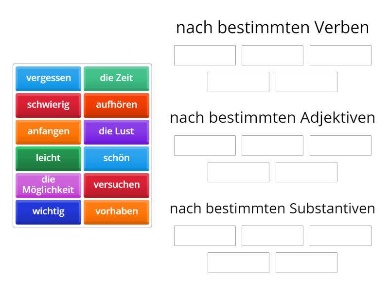 Typologie - Infinitiv mit zu - Group sort