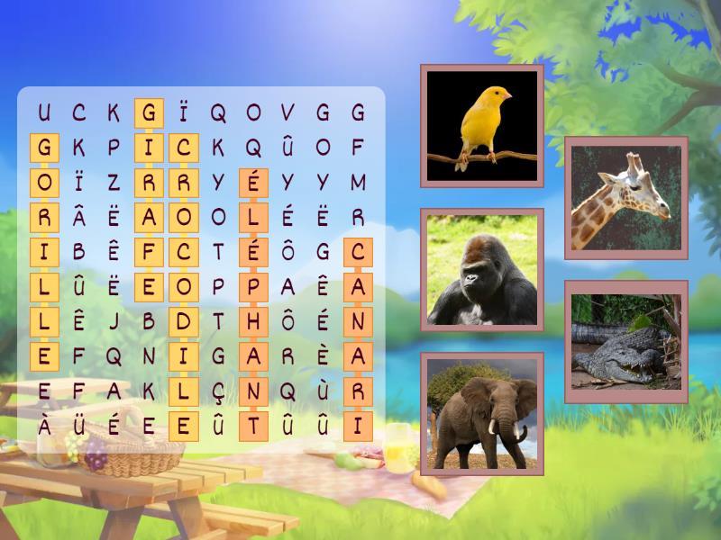 Les animaux ICF Samedi - Wordsearch