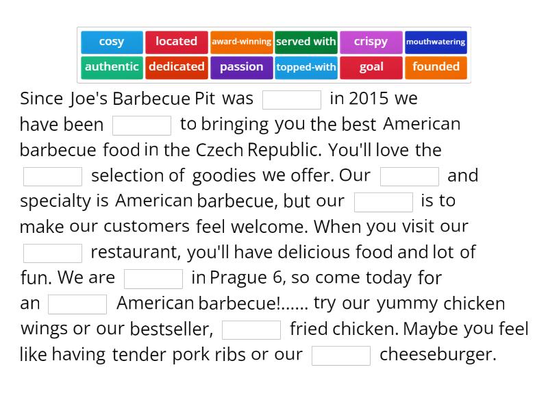 Joe's Barbecue Pit - Complete the sentence