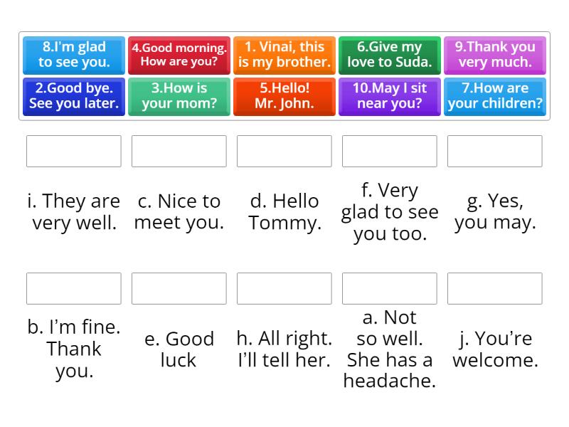 Greeting - Match up