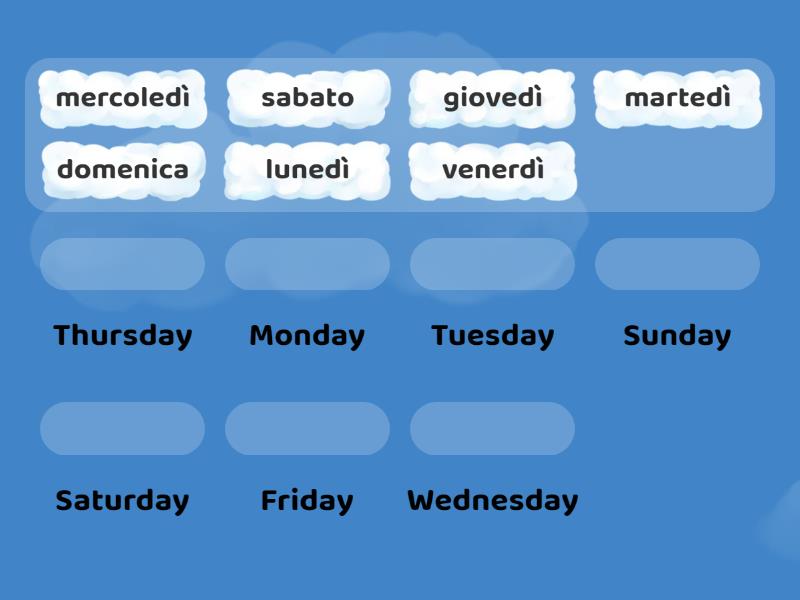 Days of the Week -Giorni della settimana- Match - Match up