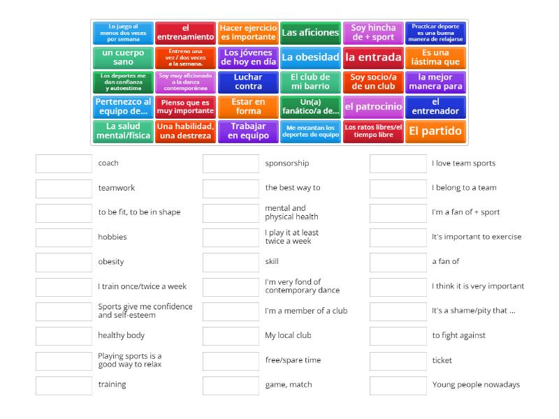 Los pasatiempos - Match up