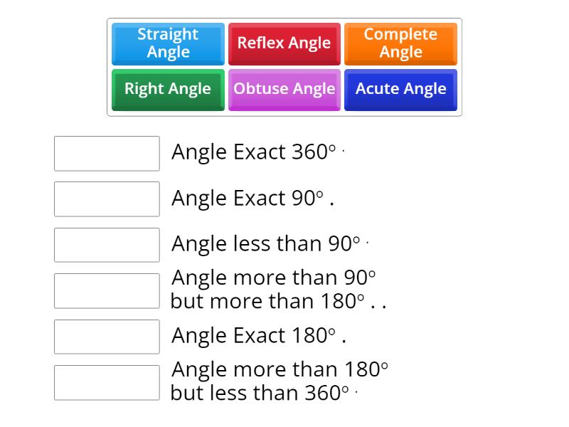 Types of Angles - Match up