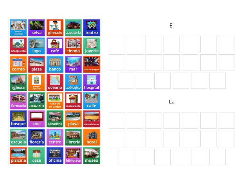 Lugares: el vs. la sorting activity - Group sort