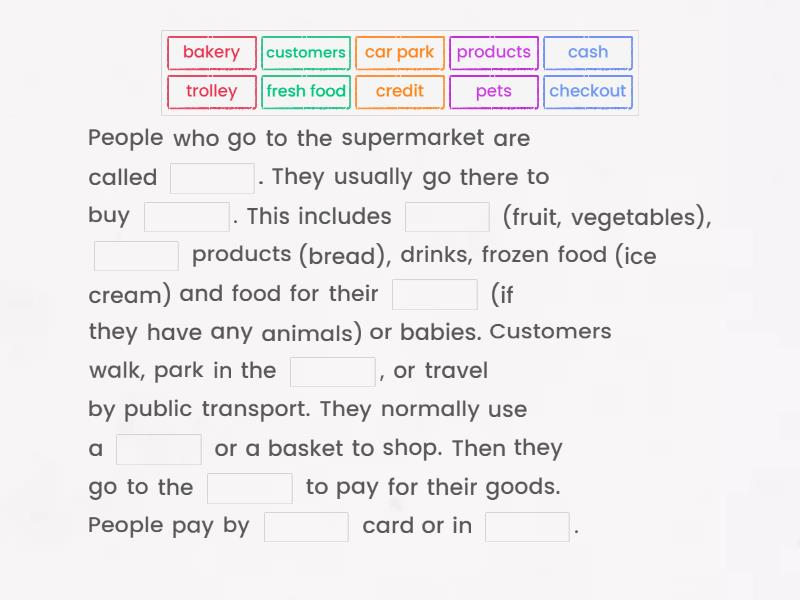 Supermarket - Complete the sentence