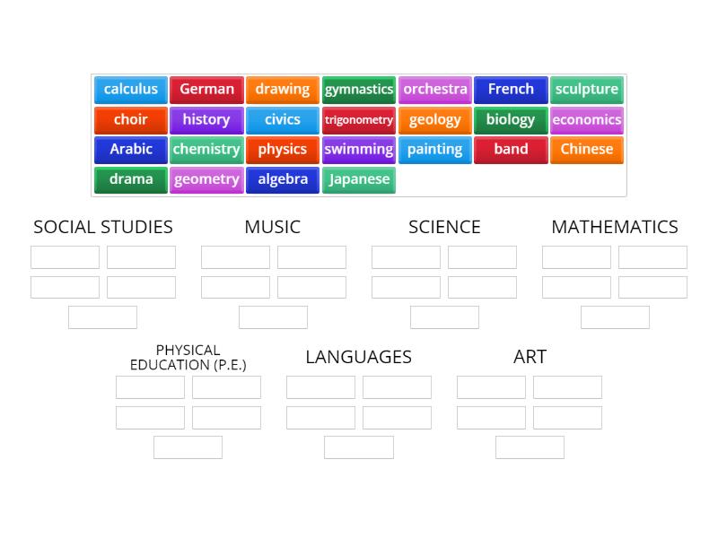 ACADEMIC SUBJECTS - Group sort
