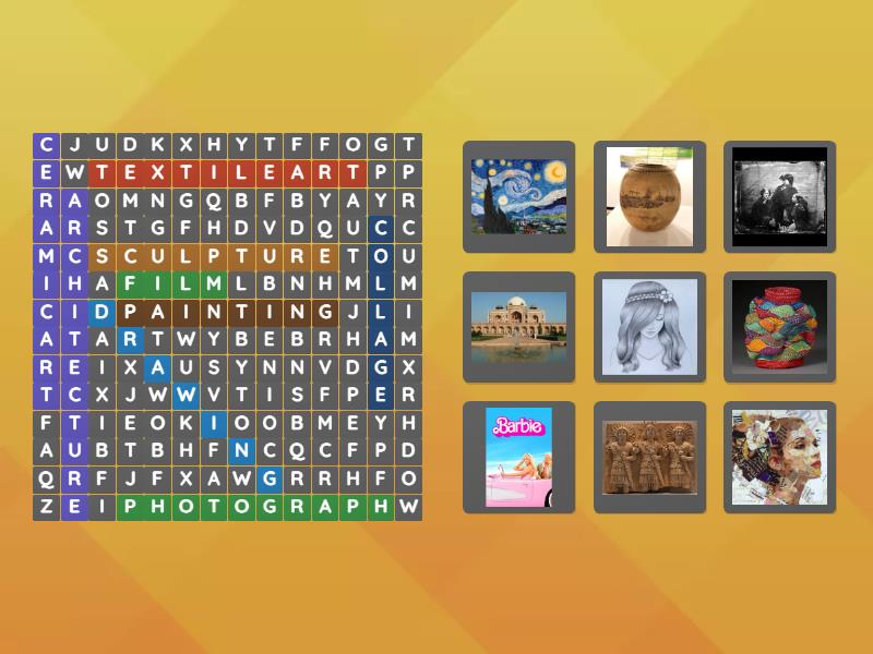 Types of Art - Wordsearch
