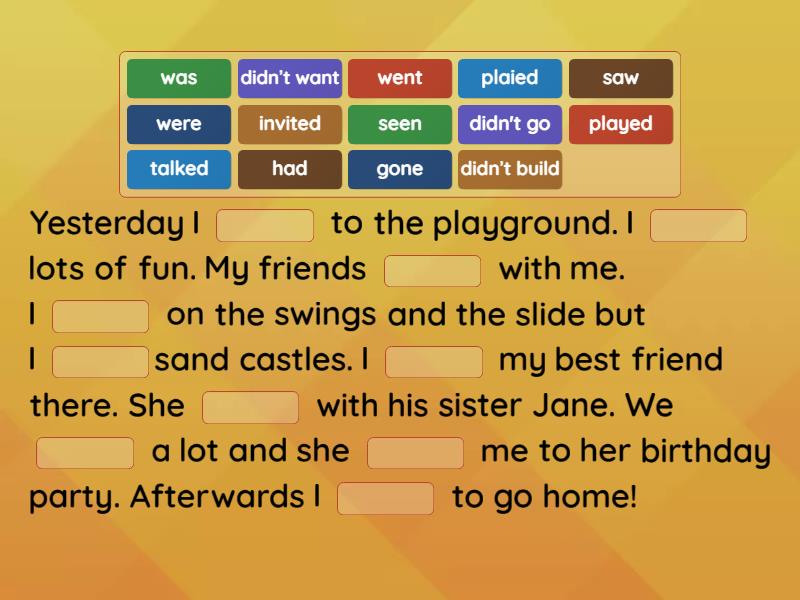 Past simple text - Complete the sentence