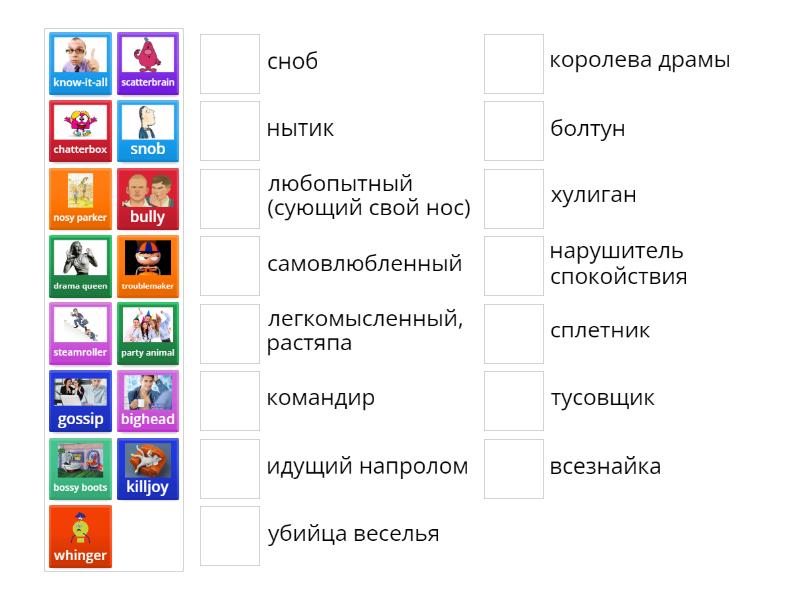 Negative Personality Types - Match up