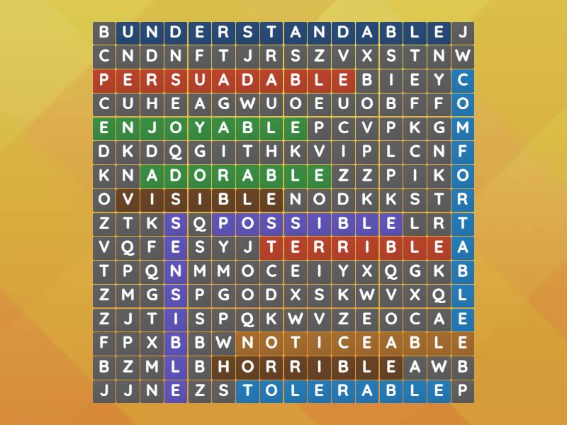ible/able spellings - Wordsearch