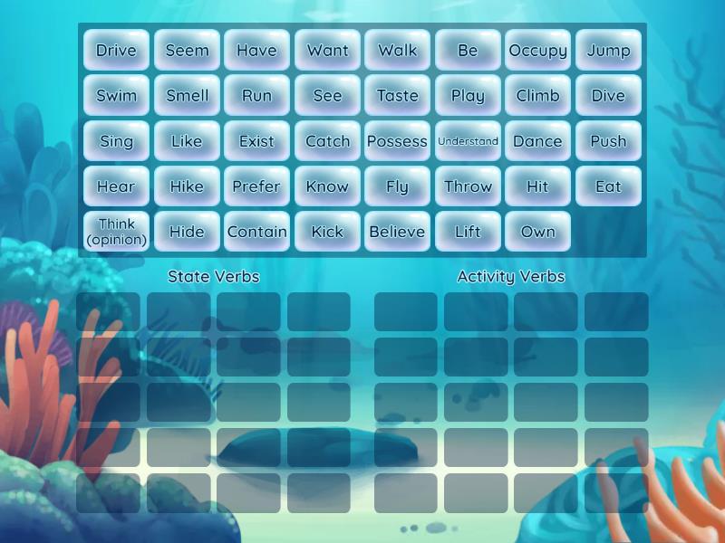 Stative and Activity Verbs - Group sort