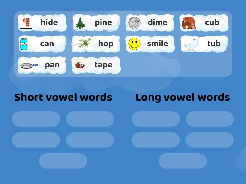 Short vowel words vs long vowel sounds - Pengurutan grup
