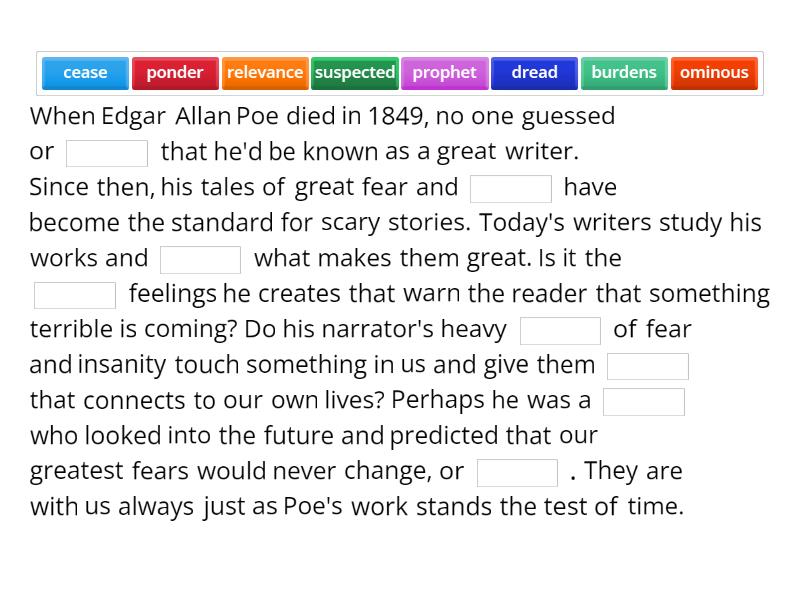Edgar Allan Poe - Complete the sentence