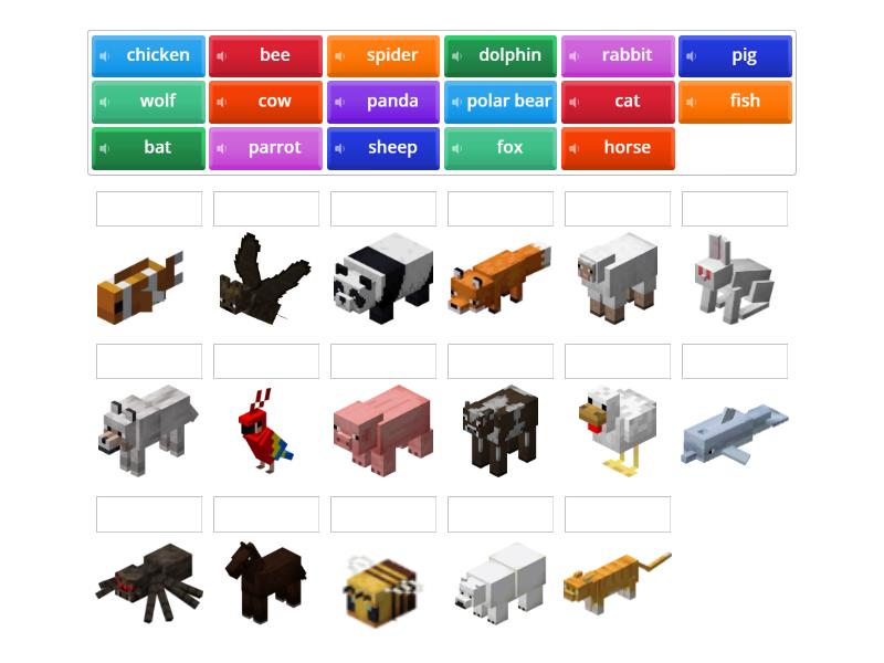 Minecraft Zoo/Farm Animals - Match up